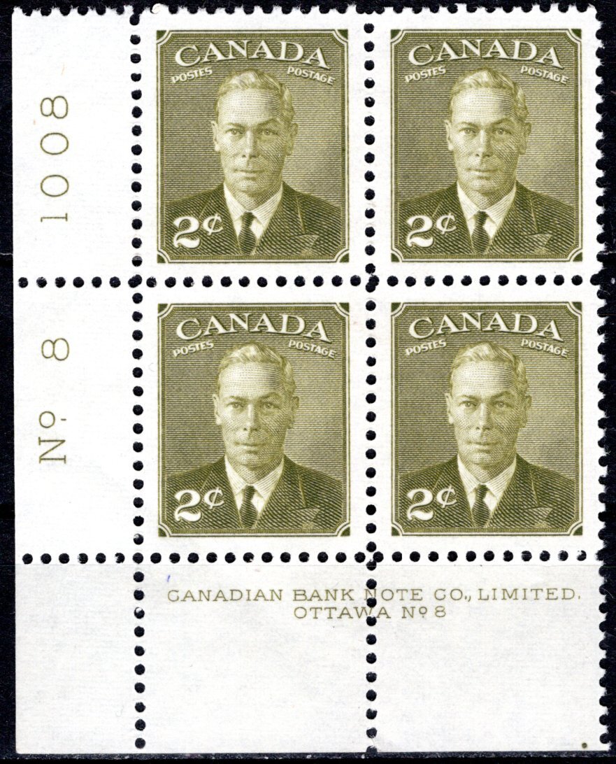 Canada; 1951. # 305: MNH Block of 4 Single Stamps | Canada, General ...