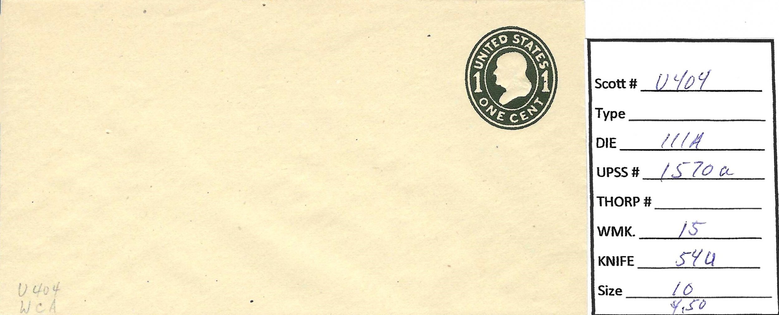 Scott# U404 UPSS 1570a US envelope. | United States, Postal Stationery ...