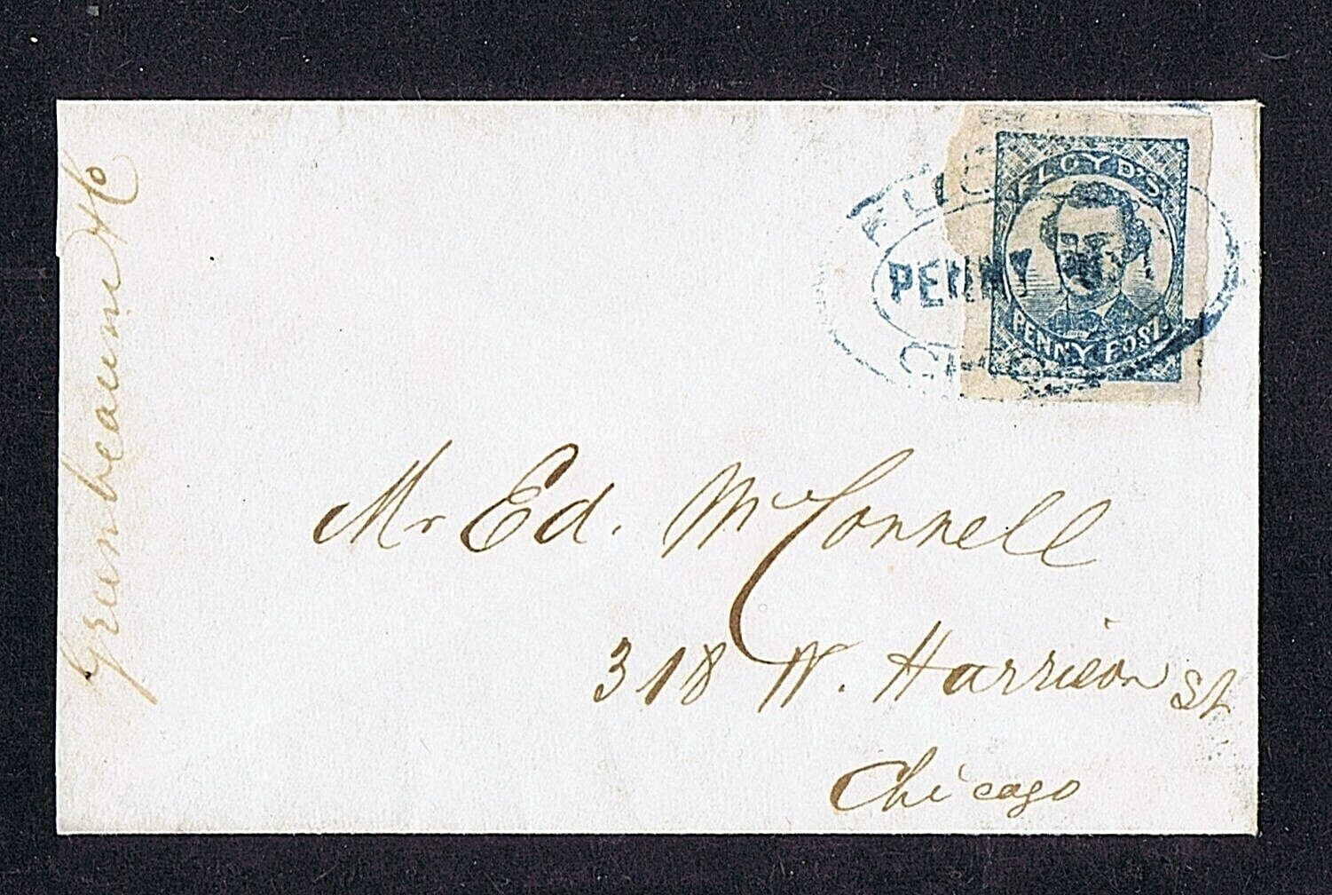 US 68L1 SC 68L1 jumbo local stamp Floyds Penny Post Chicago 1860 PF ...