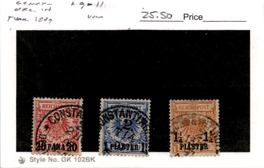 Germany Offices Turkey, Postage Stamp, #9-11 Used, 1889 (AF) | Europe ...