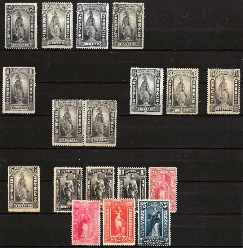 United States -18ea Unused Newspaper - Mostly Early Issues - Hi CV ...