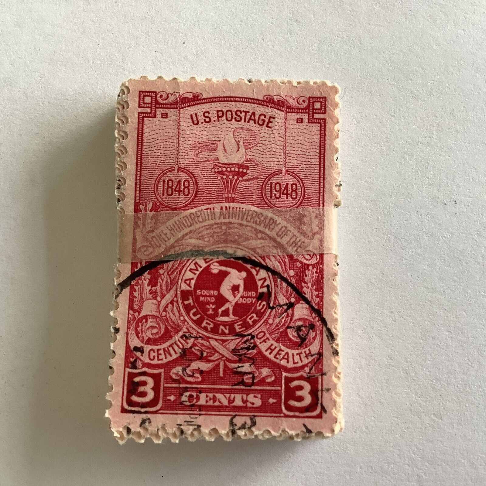Red Postage Stamps For Crafting; 50 Copies, American Turners, Scott 979 ...