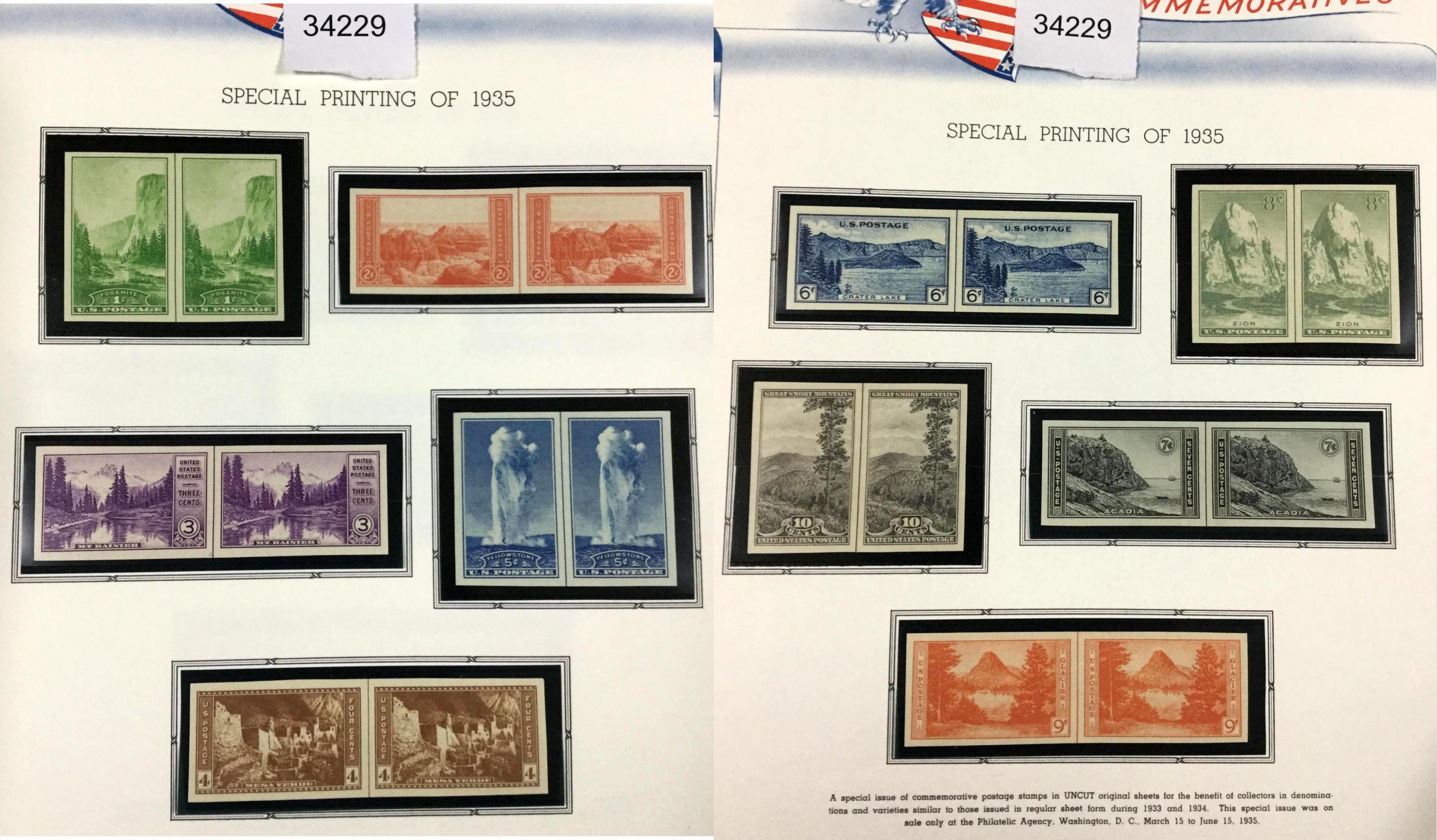 US Stamps Mint 1c-10c 10 Imperf Line Pairs Collection LOT #34229 ...