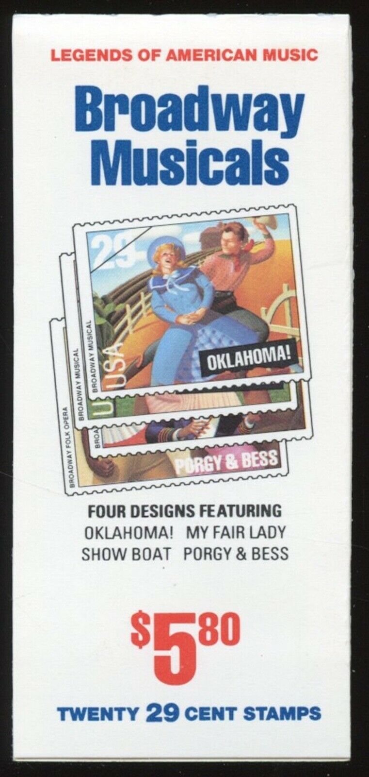 US BK209 (2770) Unopened Booklet of 20 - 29¢ stamps - BROADWAY MUSICALS ...