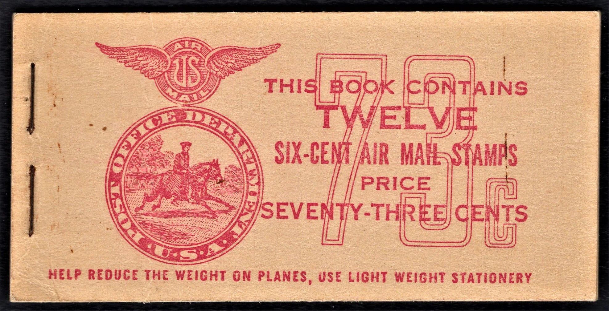 US BKC3 Complete Booklet Six 6-Cent Airmail Stamps SV$16.00 | United ...