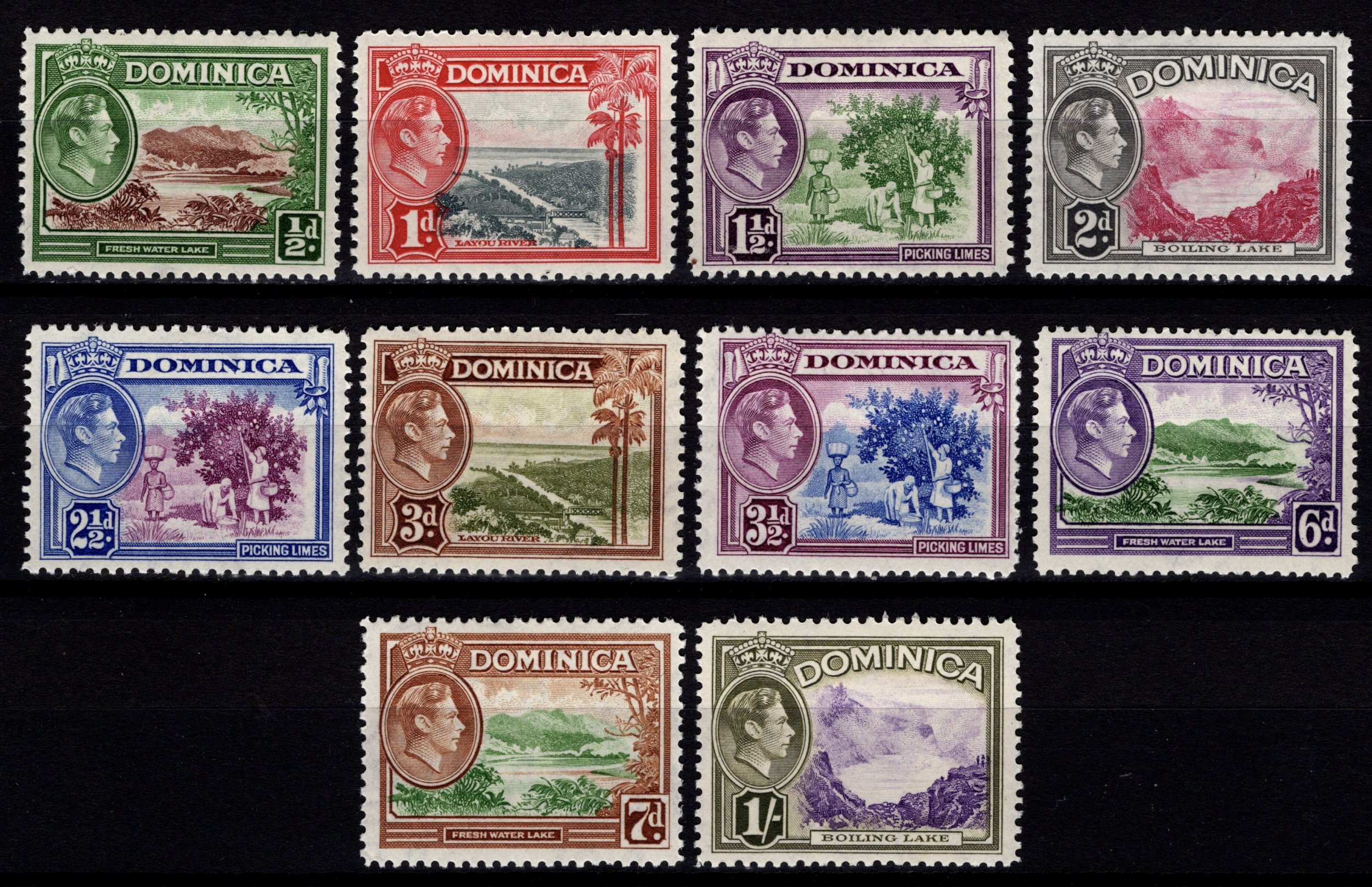 Dominica 1938 George VI Definitives, Part Set to 1s [Unused ...