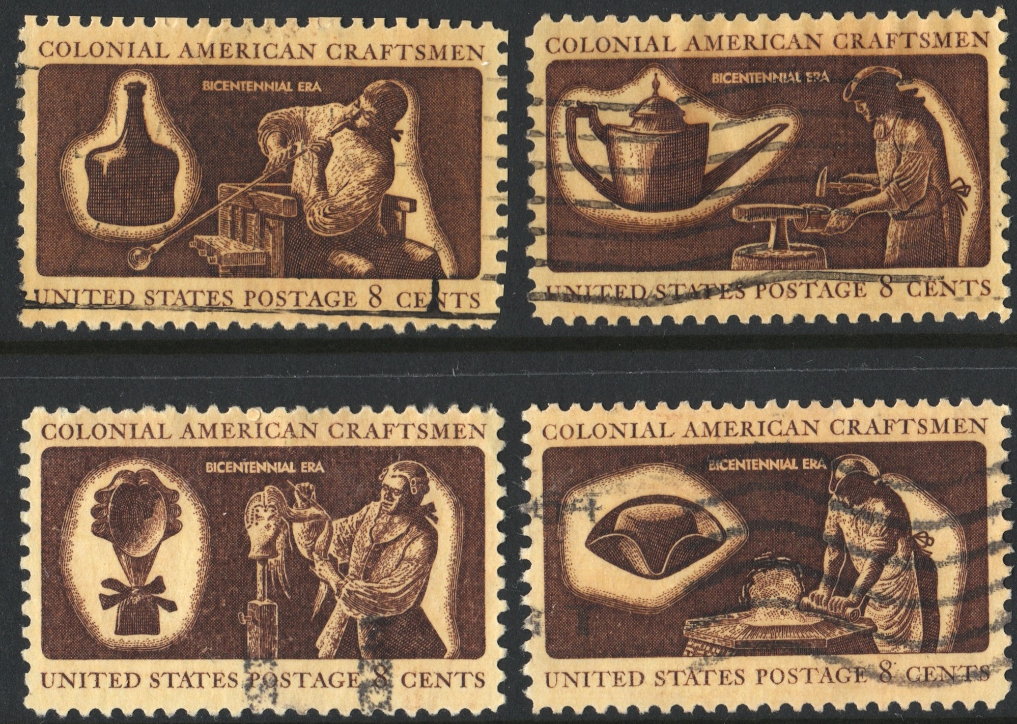 SC#1456-59 8¢ Colonial Craftsmen Singles (1972) Used | United States ...