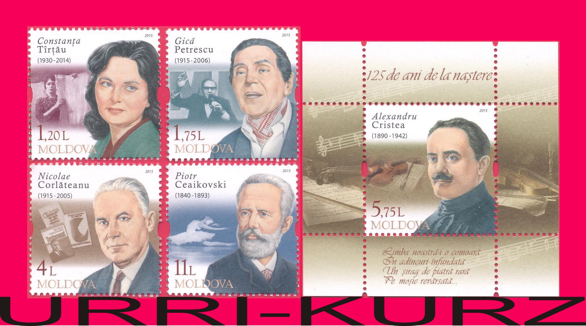 MOLDOVA 2015 Famous People Actor Singer Writer Music Composer 4v+s-s ...