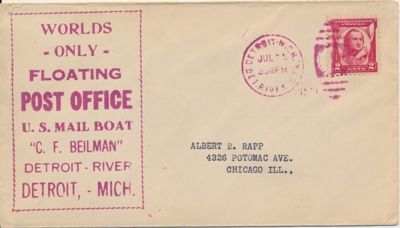 Floating Post Office US Mail Boat C.F. Bellman Detroit River Michigan ...