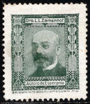 Vintage German Poster Stamp Ludwik Lejzer Zamenhof Founder of Esperanto ...