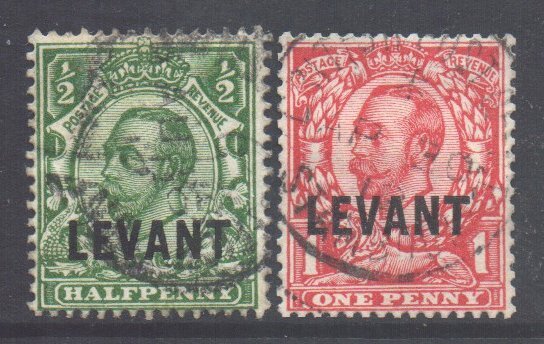 Levant (British) Scott 37/38 - SG L14/L15, 1911 George V Re-drawn Set ...