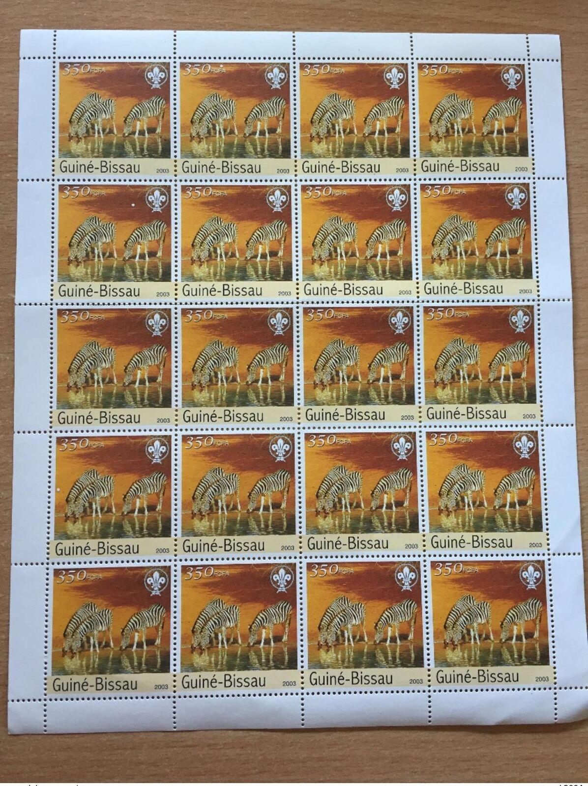2003 Guinea-Bissau Mi. 2841 Sheet Fauna Zebras Zebras Local Wildlife ...