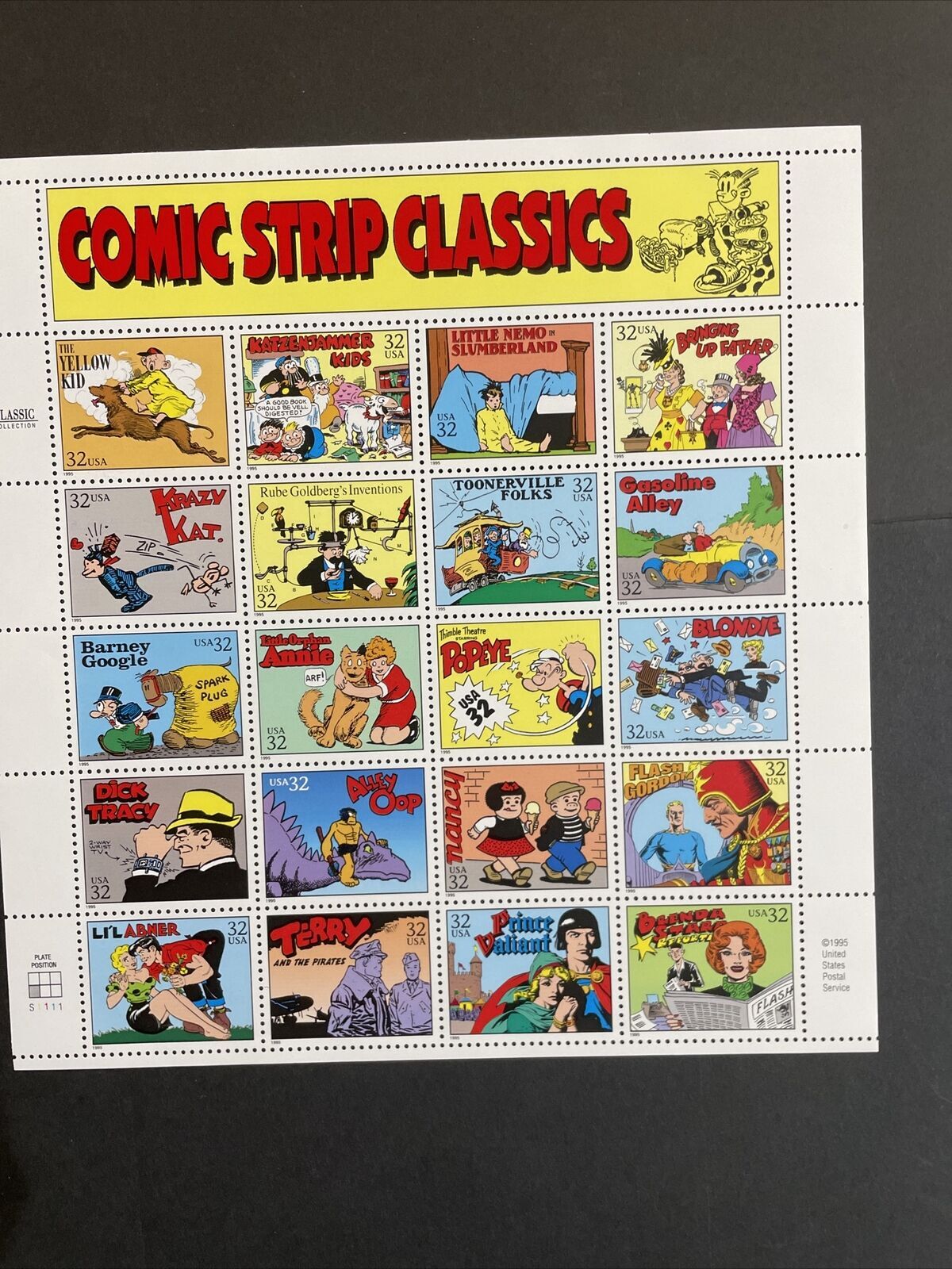 1995 sheet of postage stamps Comic Strip Classics, Sc# 3000 | United ...