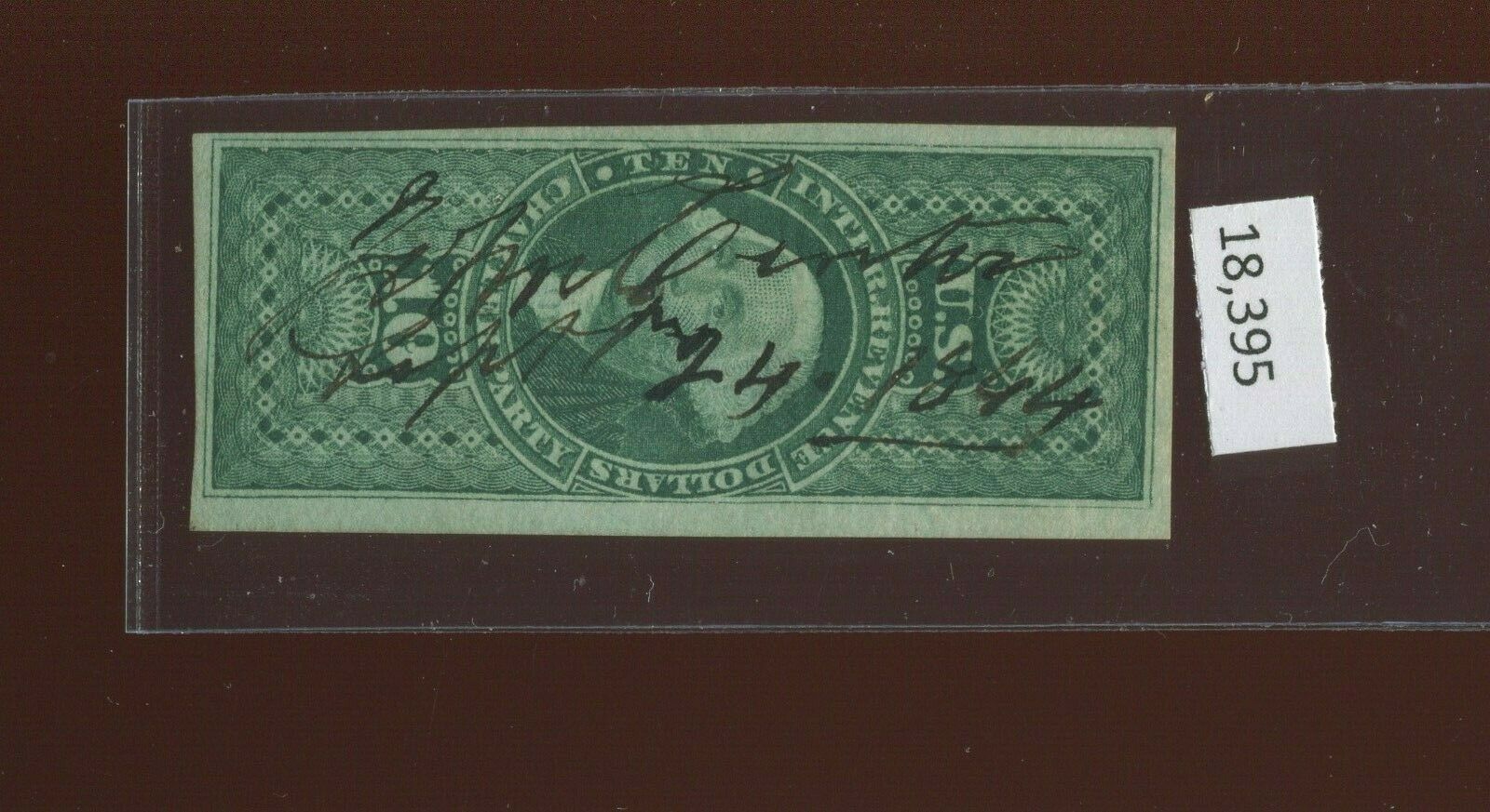 R93a $10 Charter Party Revenue Imperf Used Stamp with Crowe Cert (Bz 30 ...