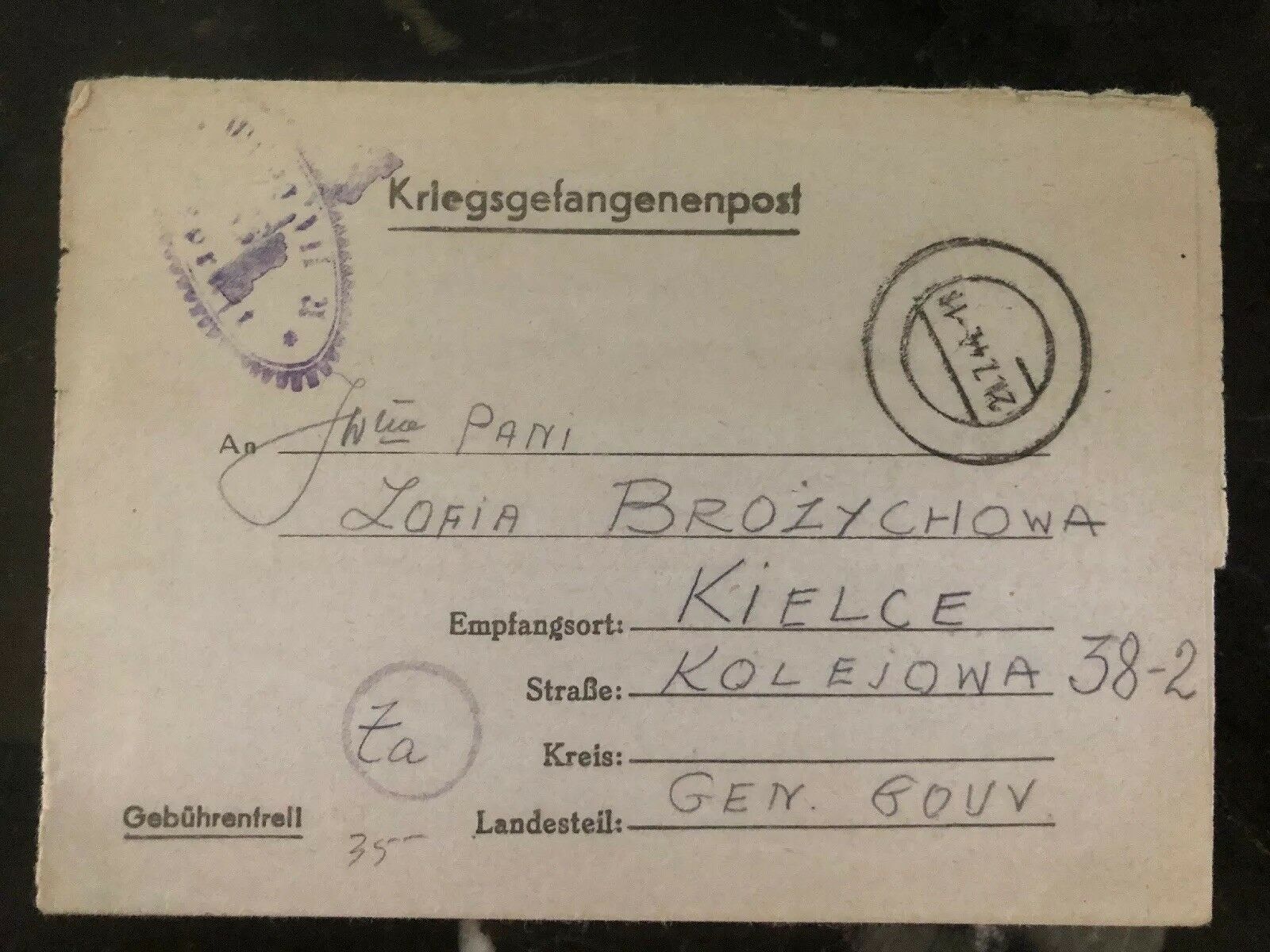 1944 Oflag 7 A Murnau Germany POW Camp Letter Cover Polish Prisoner of ...