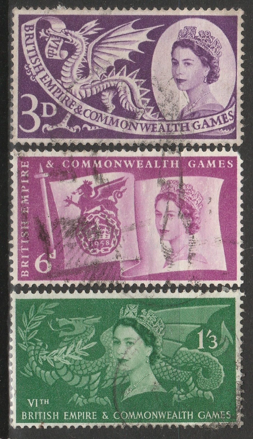 GB 1958 Sixth British Empire & Commonwealth Games Emblem 3V Used SG#67 ...