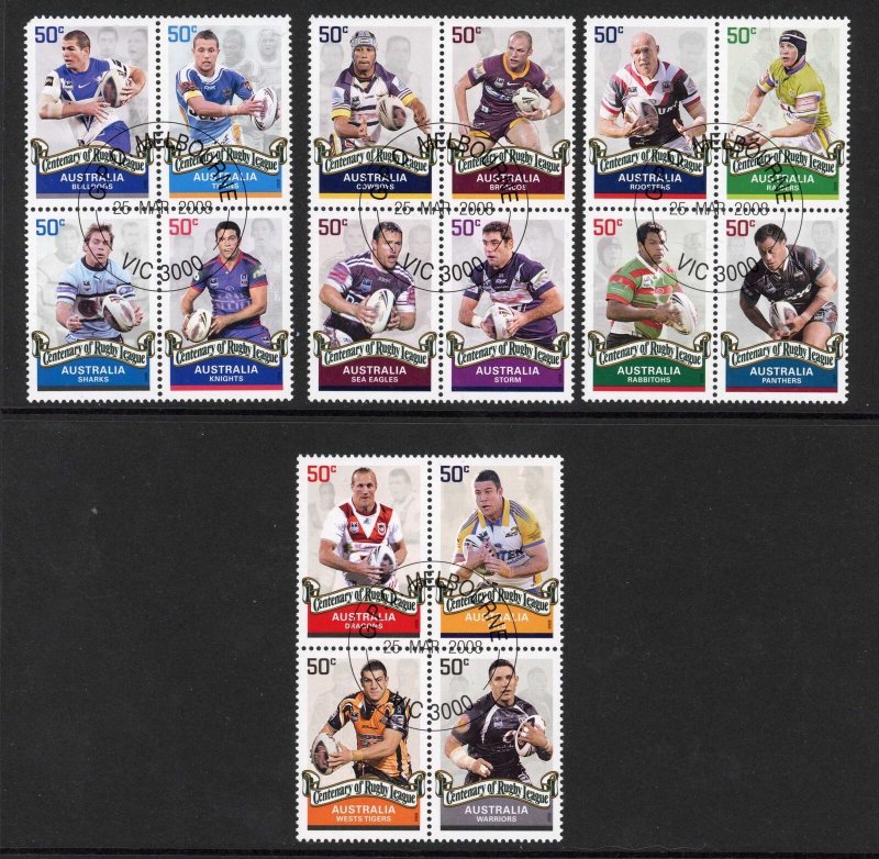 Australia SG2935a/47a 2008 Centenary of Rugby League Set of 16 in ...