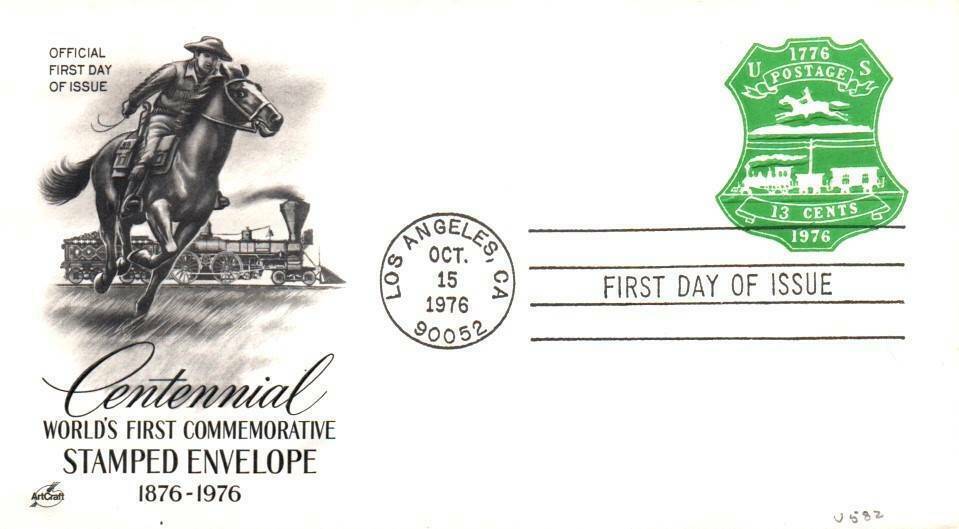 Centennial of the Worlds First Commemorative Stamped Envelope FDC 1976 ...