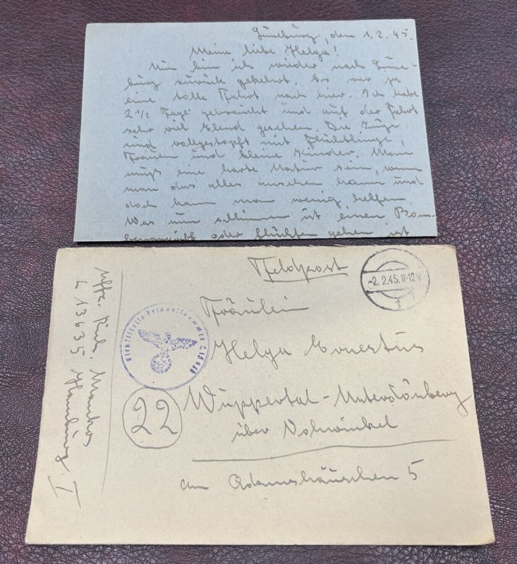 WW2 WWII Nazi Germany Reich 1945 war time Soldier Military Feldpost ...