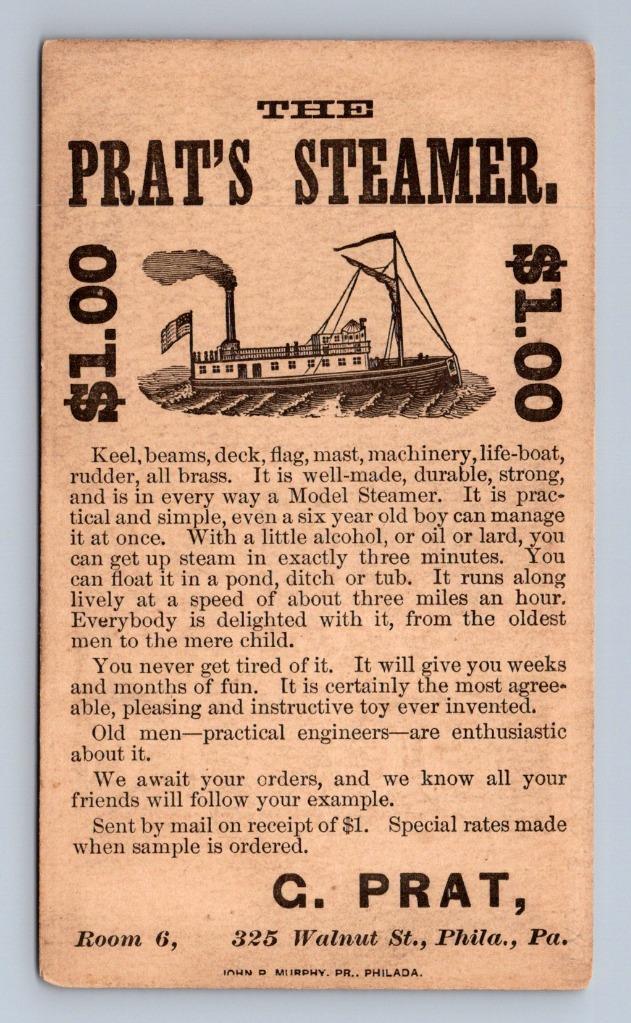 UX1 Upss S1 Postal Card Prat's Steamer Ship TOY Model Pennsylvania ...