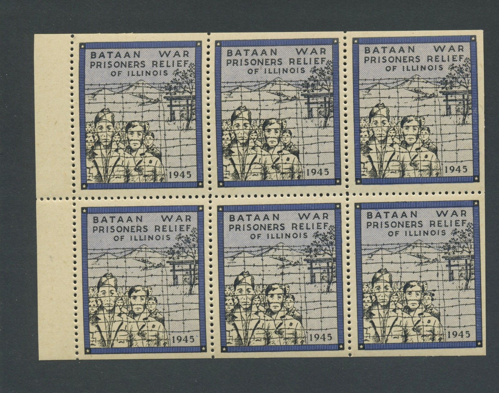 Bataan WAR Prisoners Relief Mint Pane of 6 Poster Stamps (L1054 ...