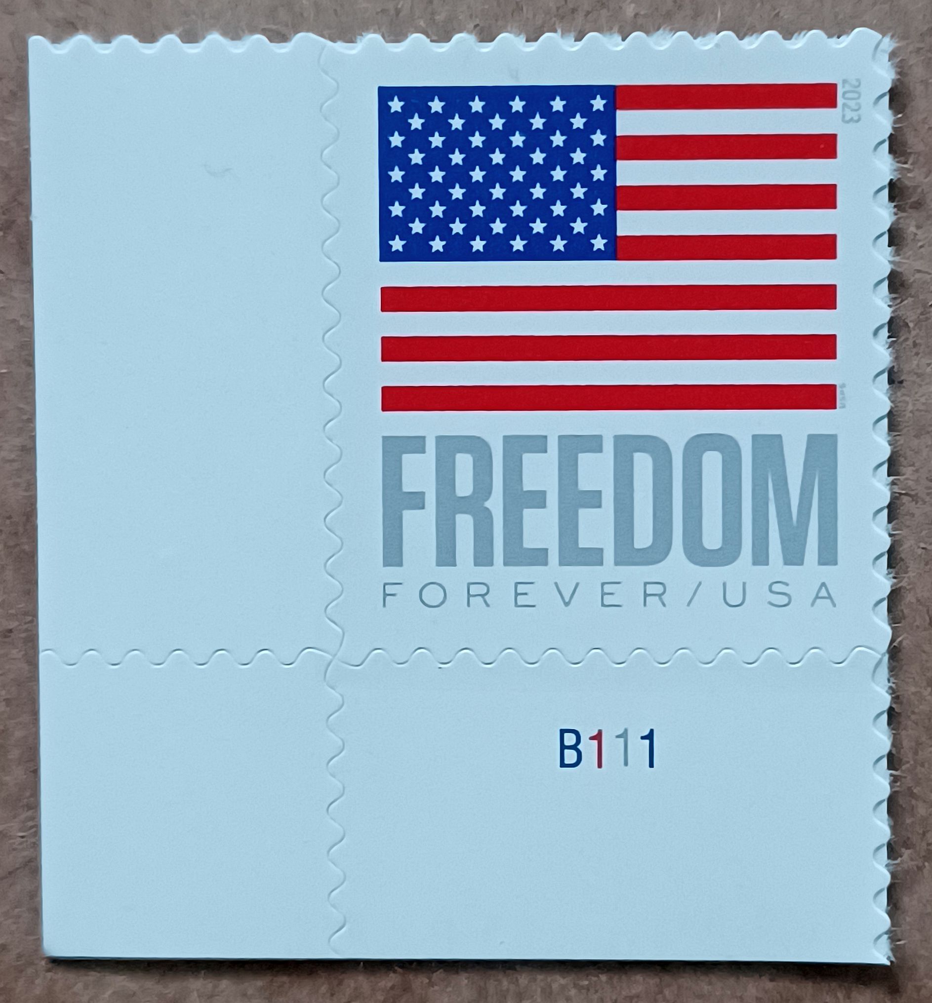 US #5787 (63c) Freedom Flag MNH BCA pane stamp with micro USPS plt # ...
