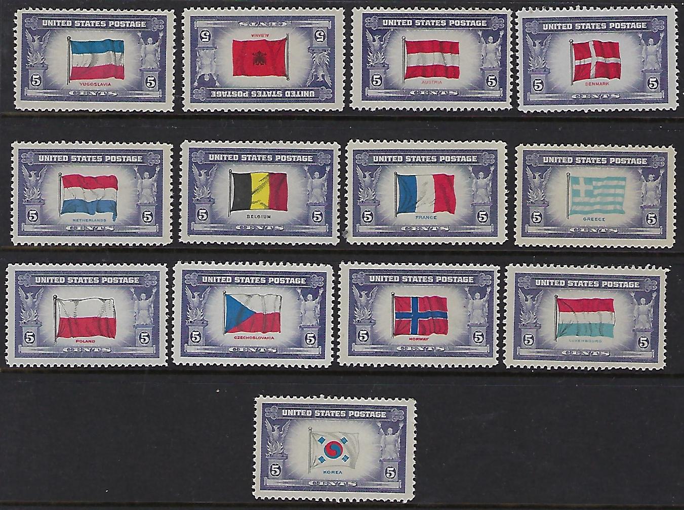 909 21 Catalog # Overrun Country Issues Set of 13 Single Stamps World ...