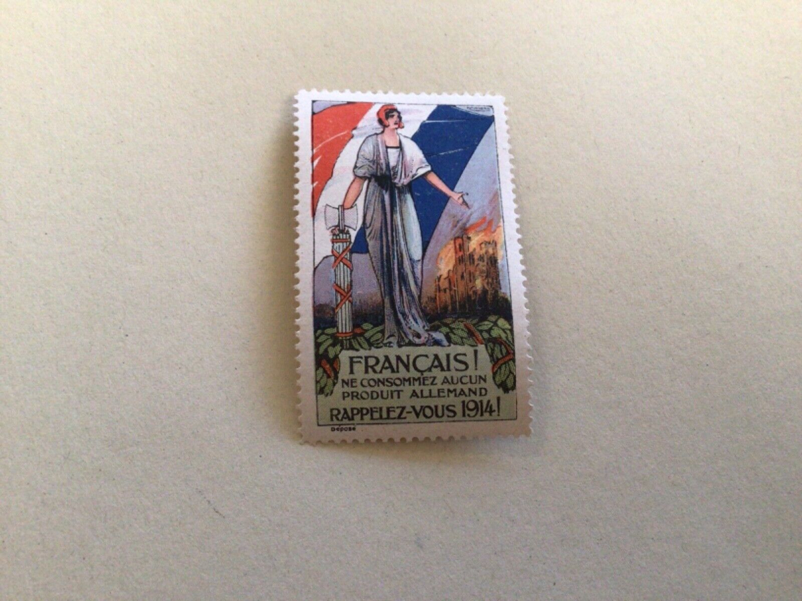 France 1914 Patriotic Propaganda WW1 poster stamp A13350 | Europe ...