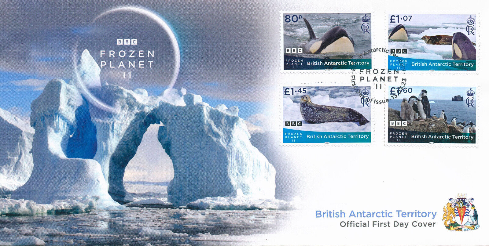 BAT 2023 FDC Marine Animals Stamps BBC Frozen Planet II Penguins Whales ...