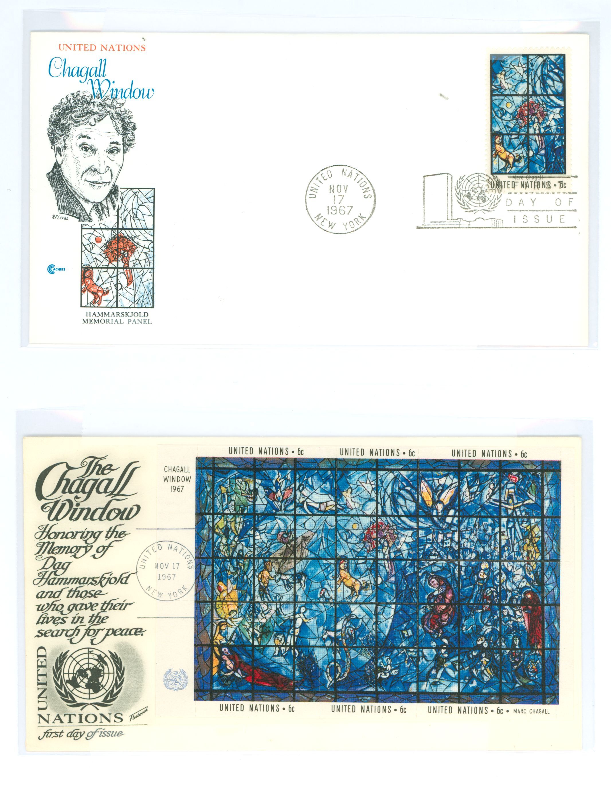United Nations--New York 179-180 2 unaddressed envelopes with cachets ...