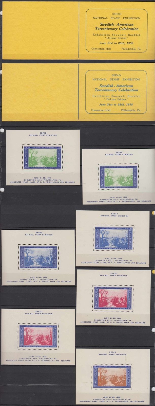 USA 1938 Sepad Sweden American Exhibition TWO Souvenir Booklets With 7 ...
