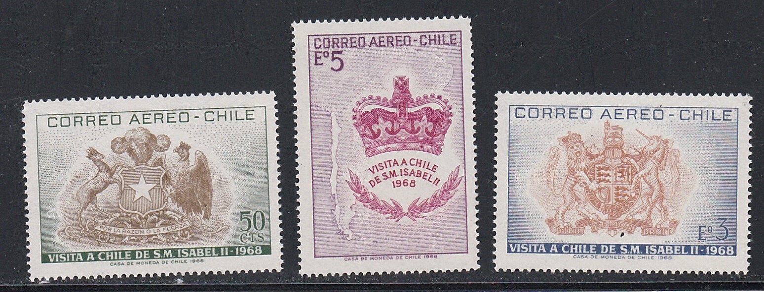 Chile # C285-287, Visit of Queen Isabel, MInt LH | Central & South ...