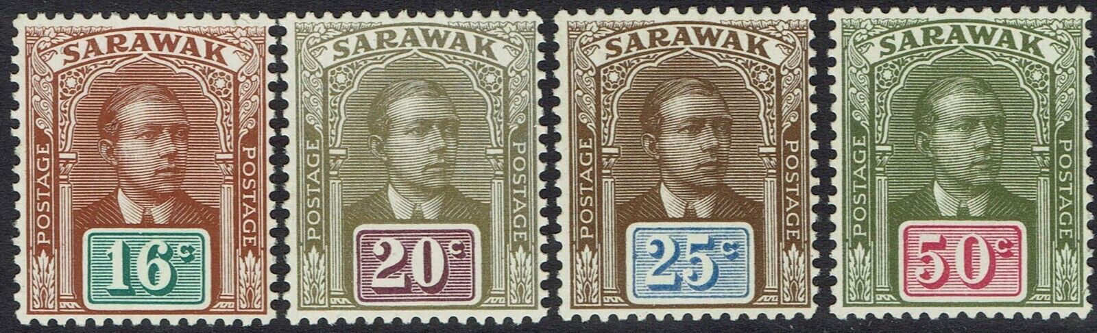 Sarawak 1918 Raja 16c - 50c NO Watermark | Asia - Malaysia, Stamp ...