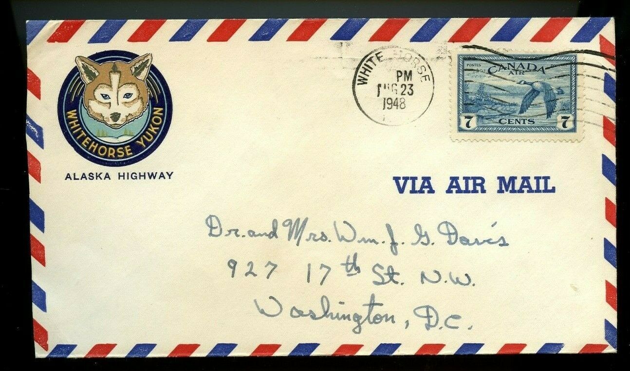 Nice 7c Goose Air Mail Advertising colour with dog Whitehorse Yukon ...