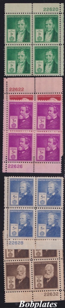 BOBPLATES #859-93 Famous Americans Set Plate Blocks Reduced Selvedge NH ...