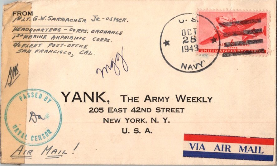 United States Marine Corps 6c Transport 1943 U.S. Navy 1st Marine ...