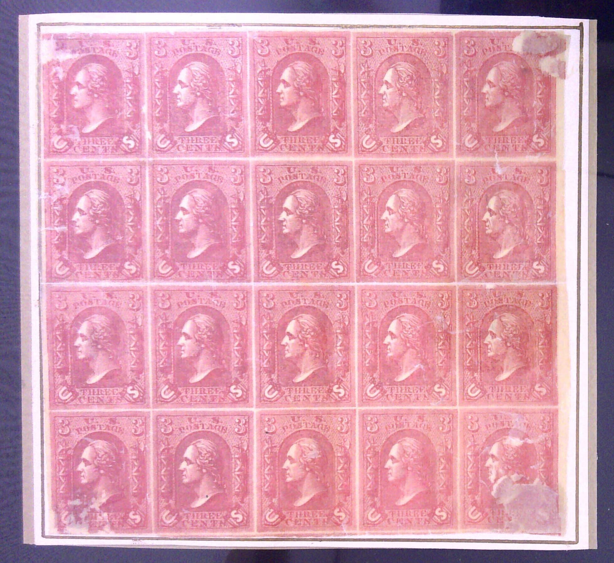 Scott # 79-E8a - 3c Light Red - Pane of 20 - Loewenberg Decalcomania ...