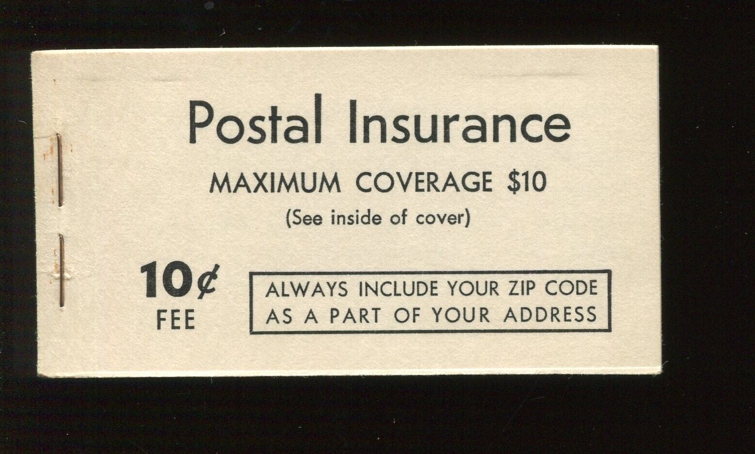 QI1 Postal Insurance Stamp Complete Booklet of 1 Pane (By 1584 ...