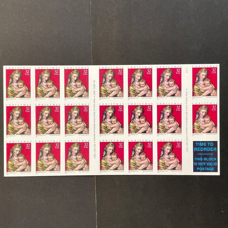 1998 Booklet 20 32-cent Christmas Madonna and Child Stamps Sc# 3244a ...