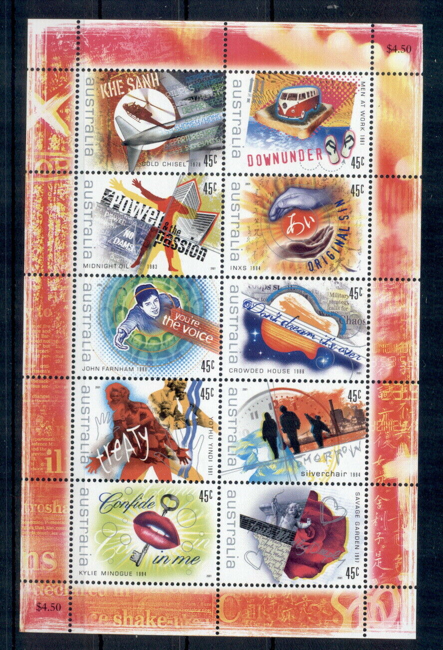 Australia Rock and Pop Music INXS Kylie Minogue others MNH 10val stamps ...