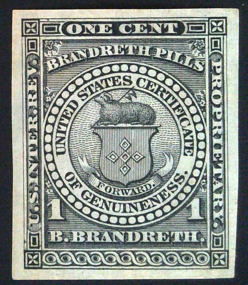 Scott #RS33a - 1c Black - Old Paper - B.Brandreth | United States ...