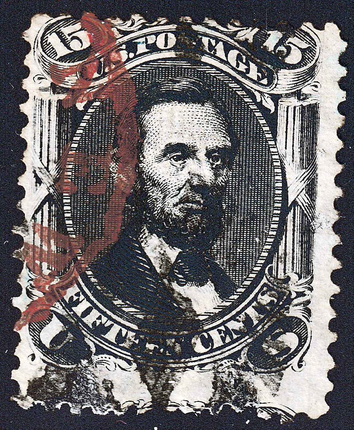 #91 Used, Ave, Repaired thins, red and black cancels (CV $575 - ID27334 ...