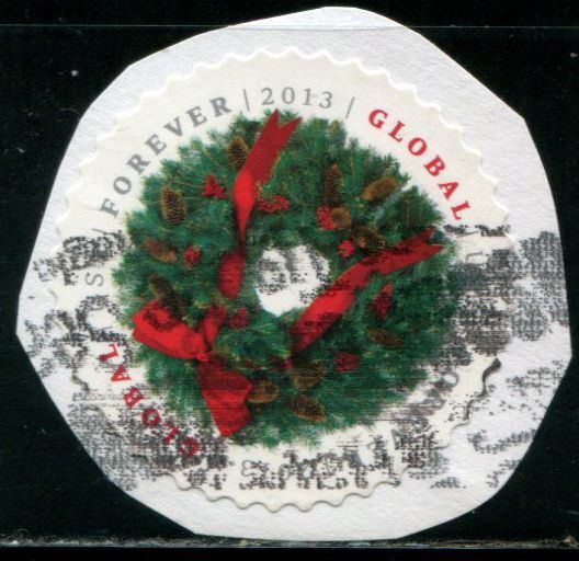 4814 ($1.10) Global - Holiday: Evergreen Wreath SA, used on paper ...