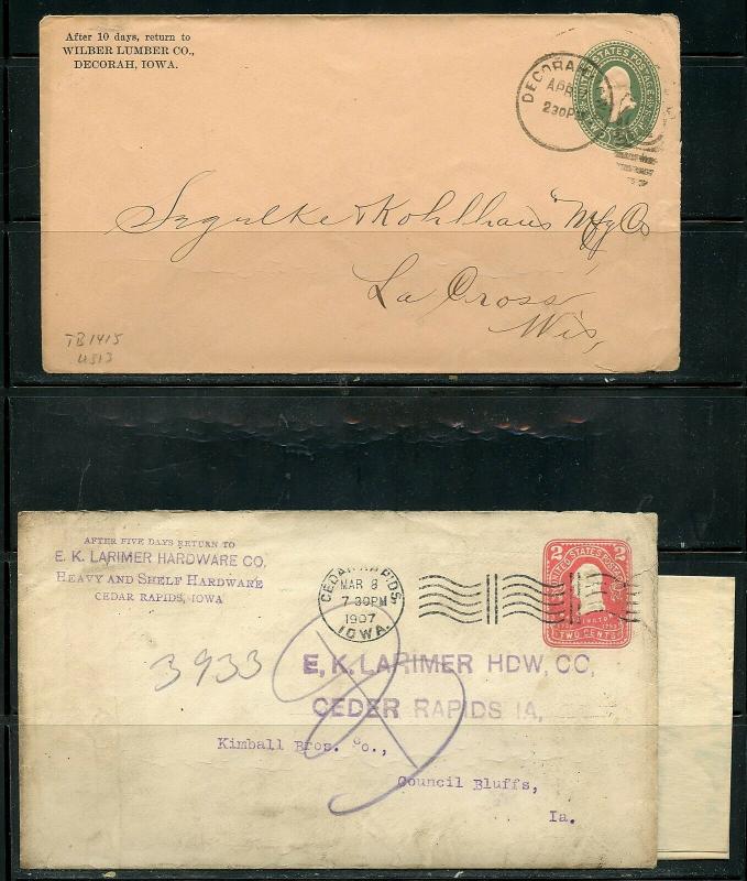 US Postal History of the State of Iowa LOT of 24 Covers 1894-1973 as ...