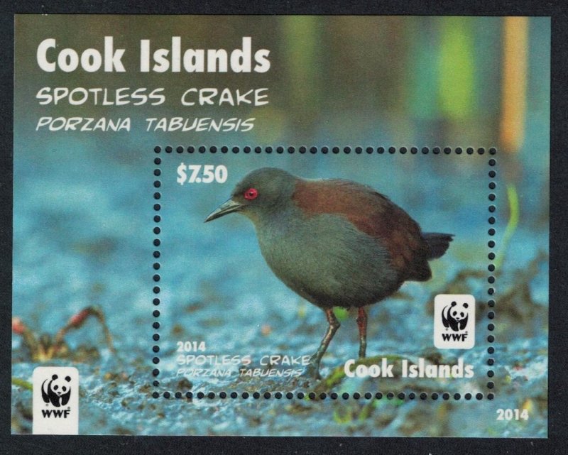Cook Is. WWF Spotless Crake Porzana tabuensis'' Bird MS 2014 MNH SG# ...