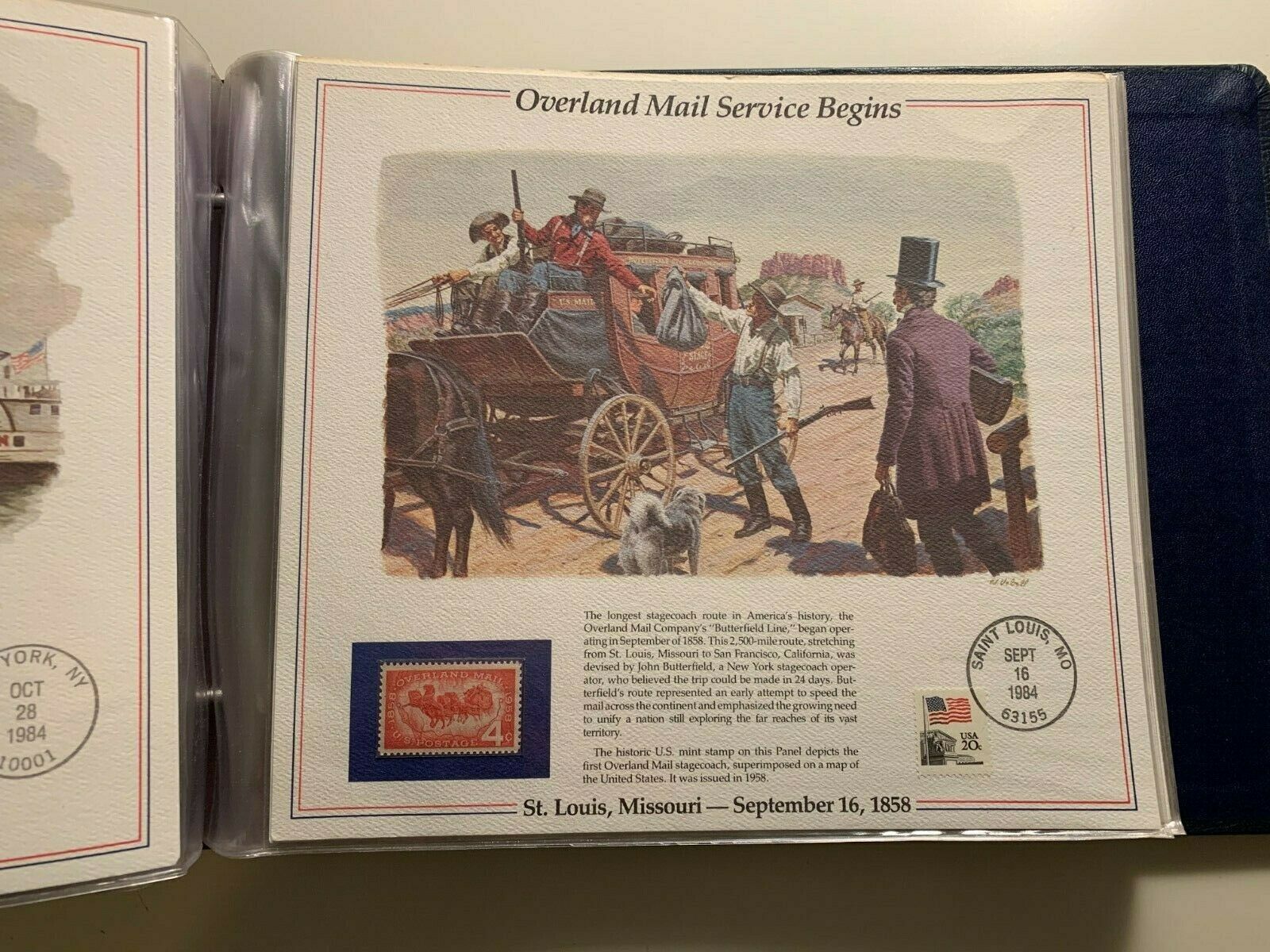 the history of American stamp panel: Overland Mail Service begins ...