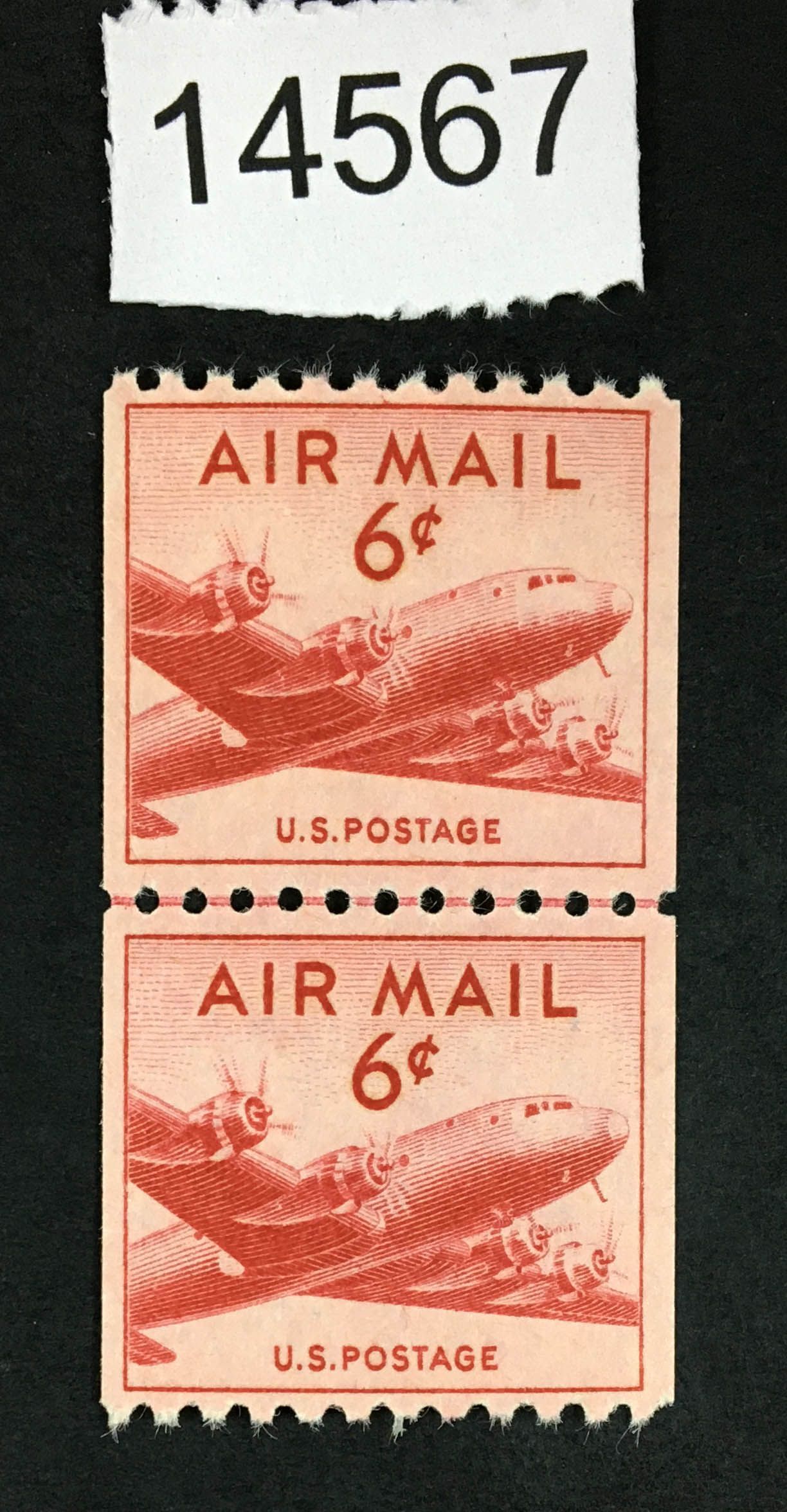 US Stamps # C41 Coil Line Pair Mint OG NH Post Office Fresh $ LOT ...