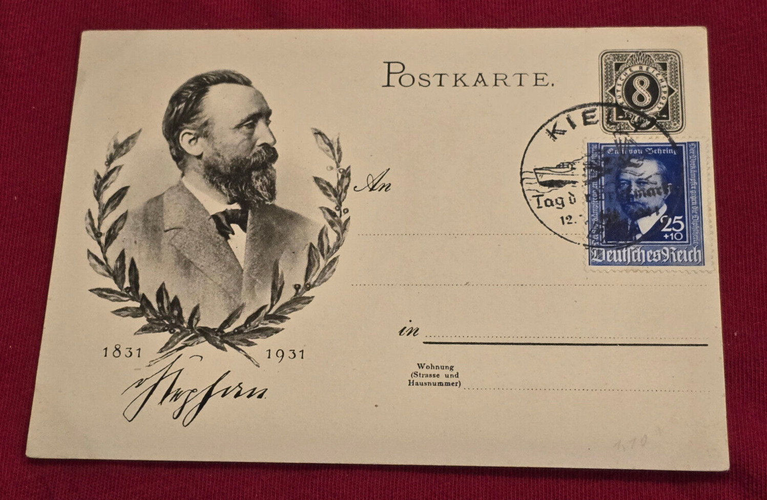 1931 Nazi German Third Reich Postcard WW2 WWII Emil Von Behring stamp ...
