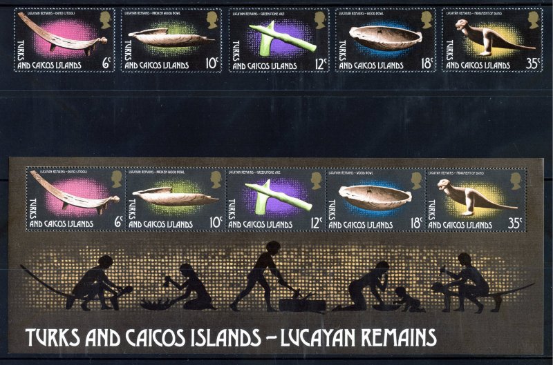 Turks and Caicos 288-92a MLH, Lucayan Indian Carvings Set. from 1974 ...