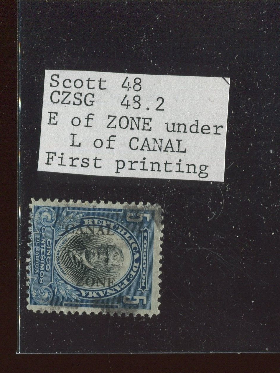 Canal Zone 48 Mt Hope Overprint 'E' of 'ZONE' under 'L' of 'CANAL ...